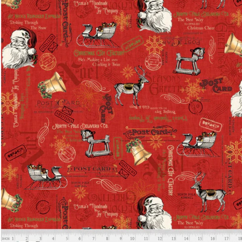 Vintage Santa Fabric - Etsy
