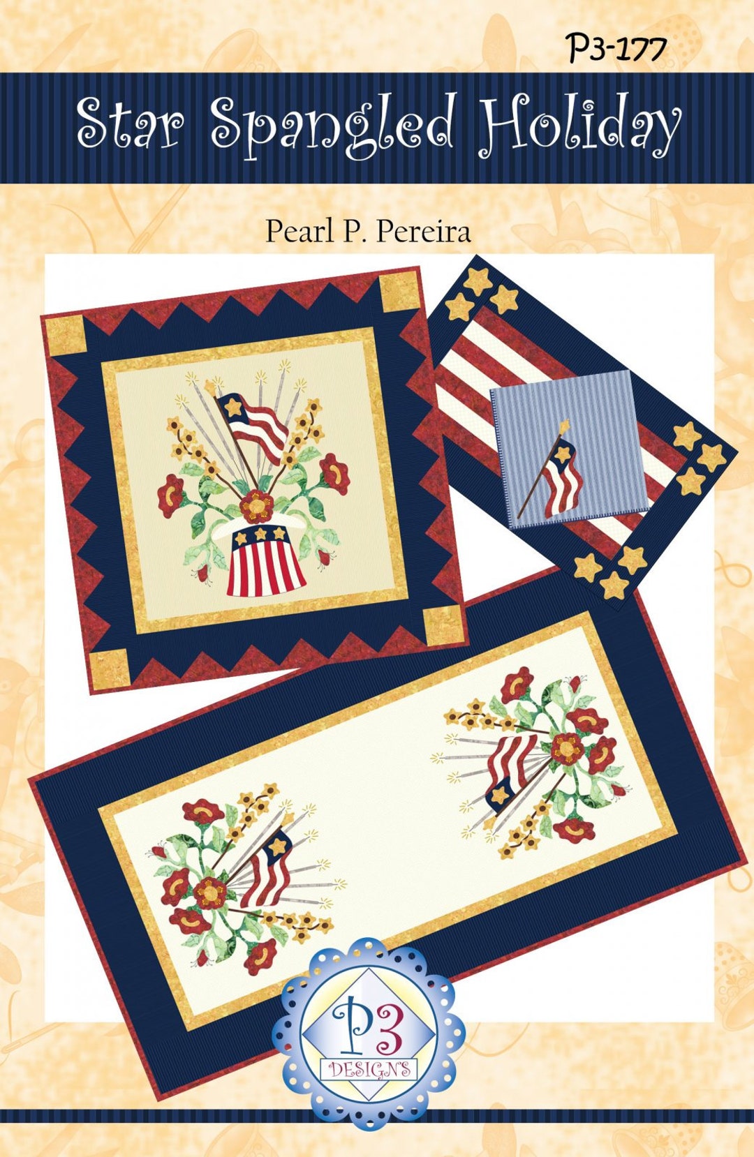 Patriotic Applique Quilt Pattern - Star Spangled Holiday - Pearl ...
