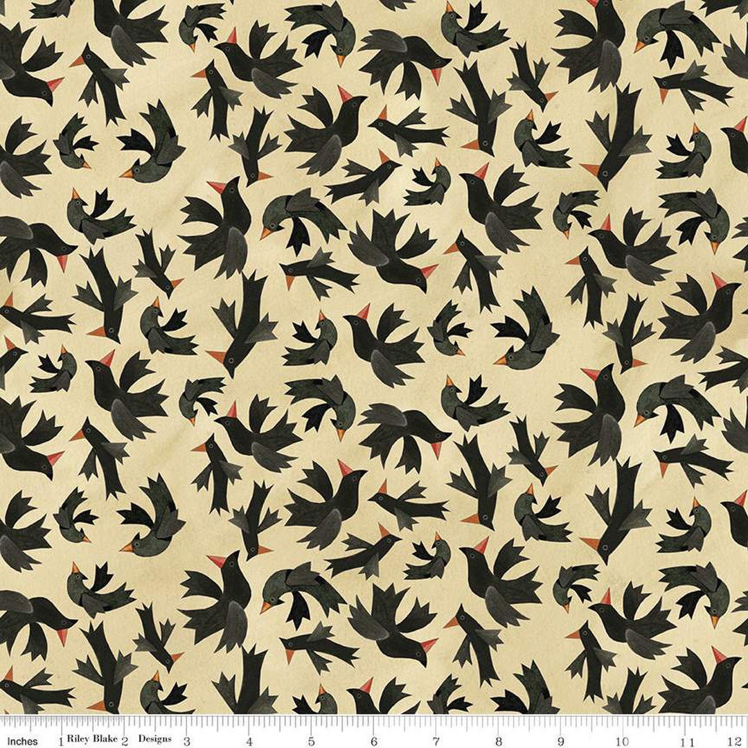 Halloween Whimsy Parchment Cream Birds - Teresa Kogut for Riley Blake ...