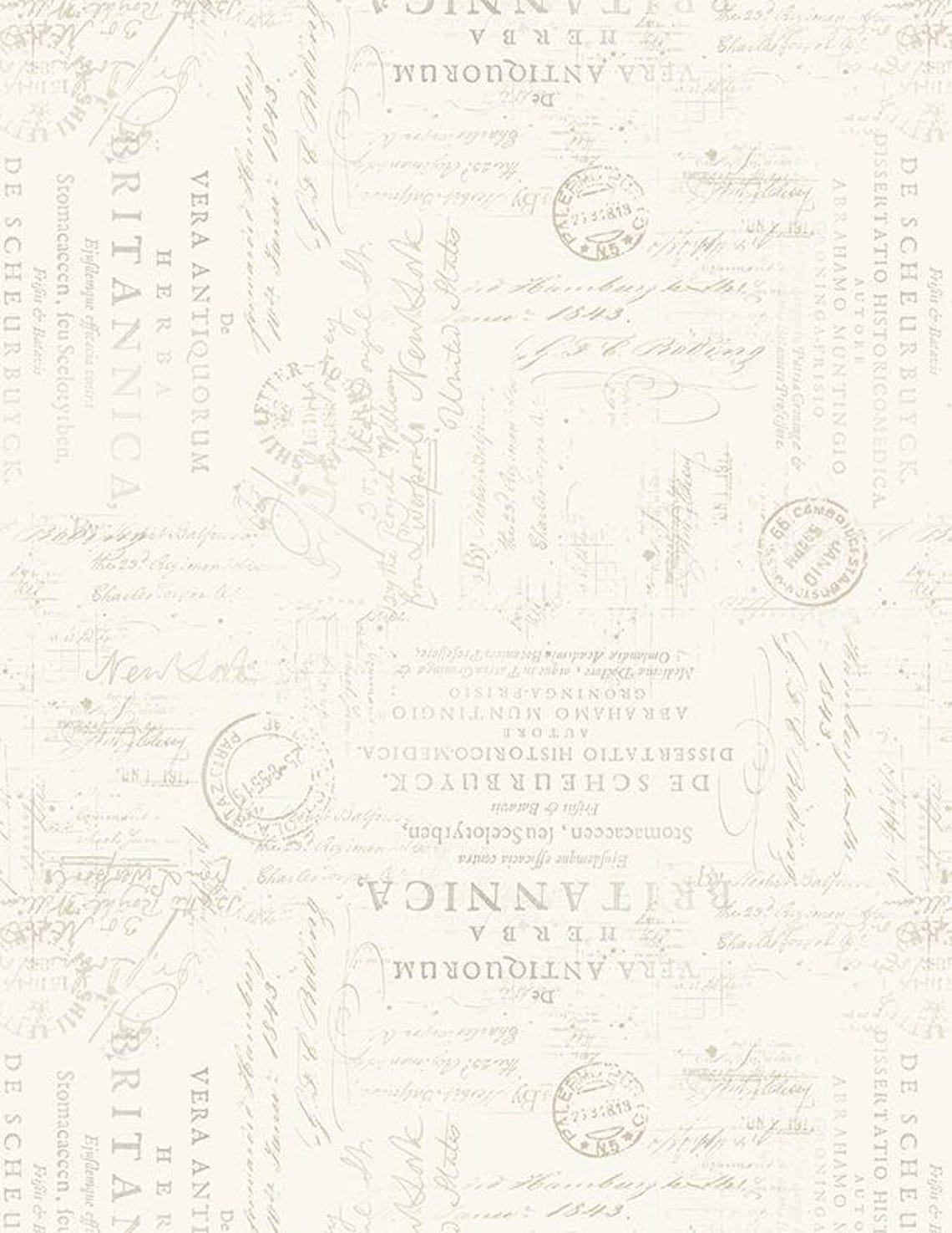 Cream Script Cotton REMNANT (17"), Garden Grace by Katie Pertiet for ...