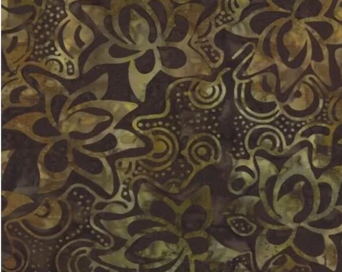 5/8 Yard REMNANT Moda Color Crush Batiks Moss Brown Flowers 4327-47 100 ...
