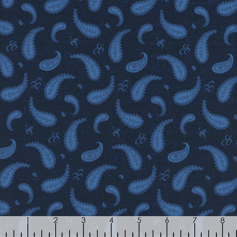 Navy Blue Paisley Fabric - Etsy