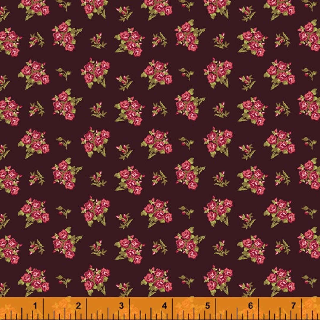 Rowan Cocoa Brown Rose Bunch - Whistler Studios for Windham Fabrics ...