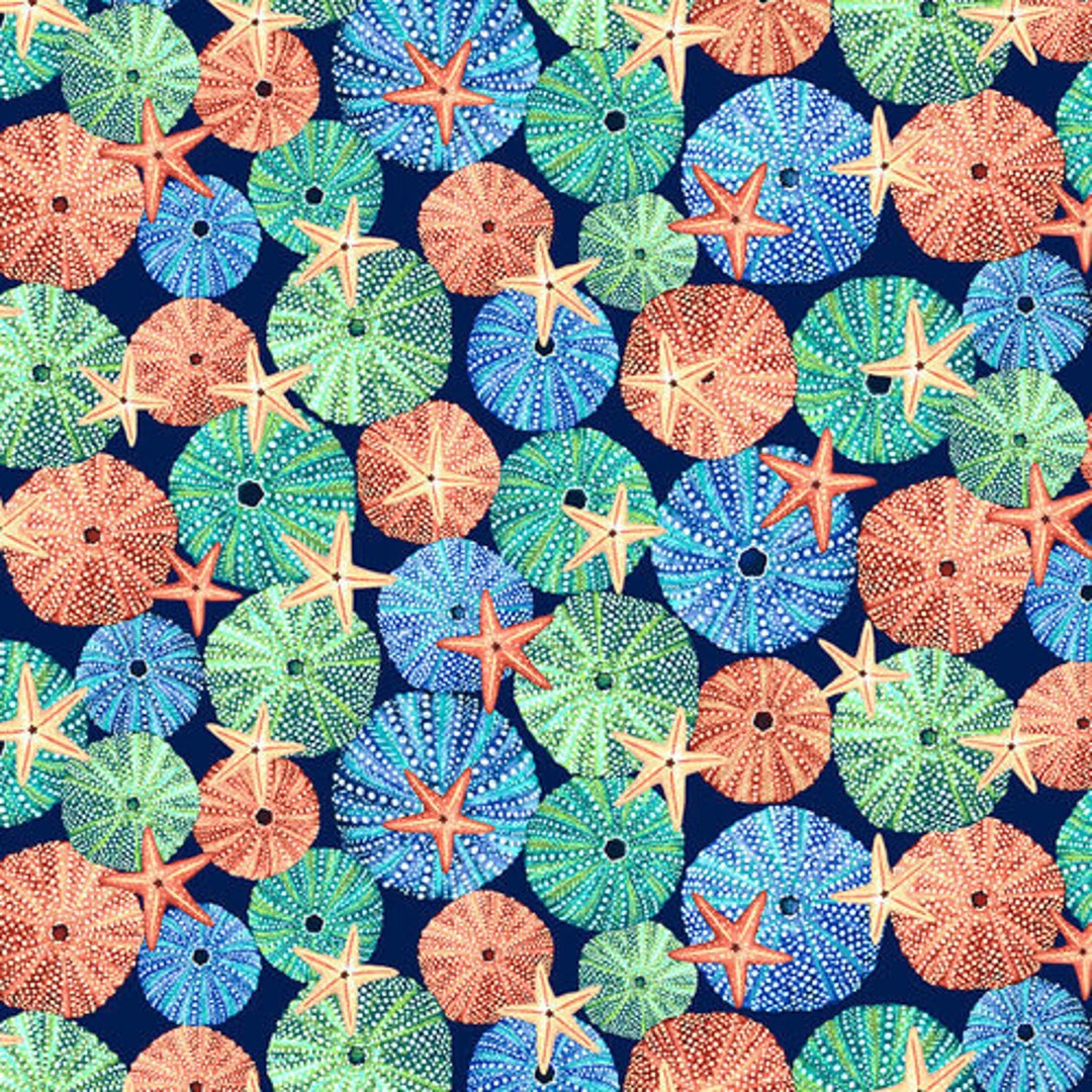 Deep Blue Sea Indigo Blue Urchins - Geoff Allen for Studio E Fabrics ...