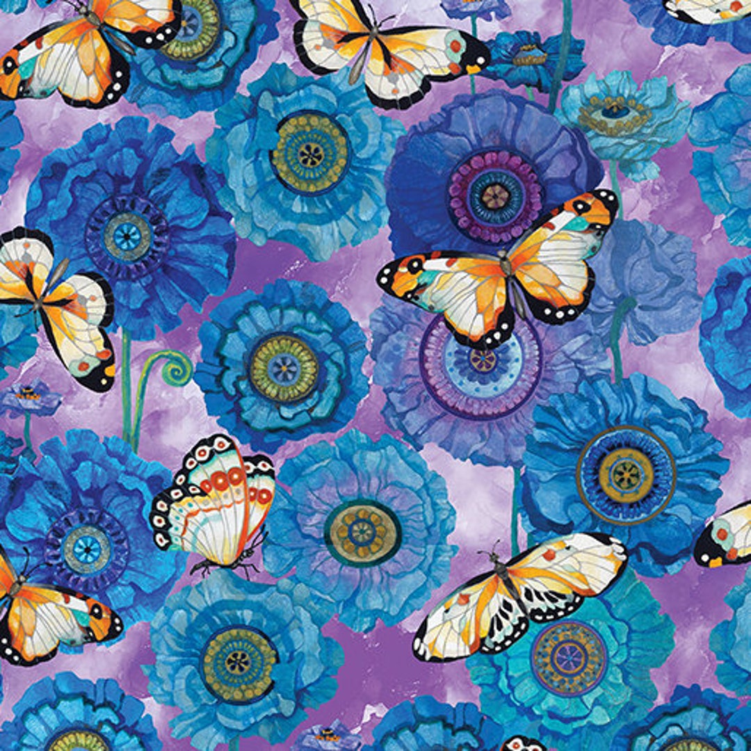 Season of the Sun Purple/multi Butterflies & Blooms, David Galchutt for ...