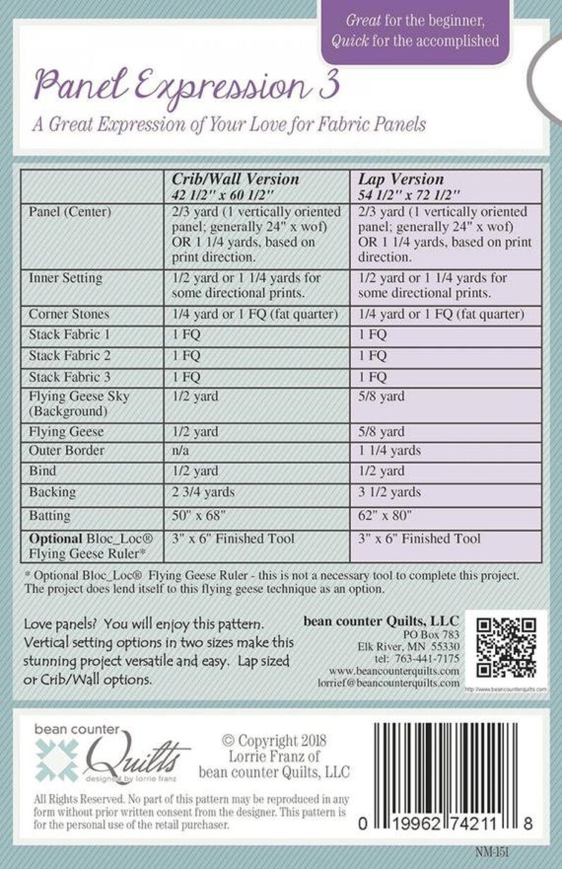 Panel Expression 3 Quilt Pattern Wall Hanging or Lap Quilt | Etsy