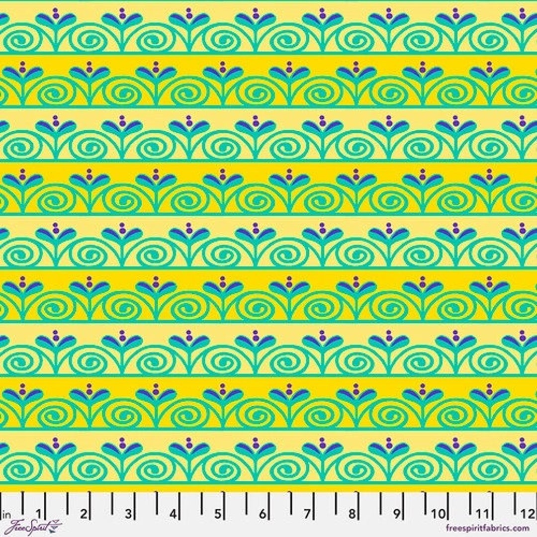 A New Leaf Curly Sprout Yellow Jane Sassaman for Free Spirit Fabrics ...