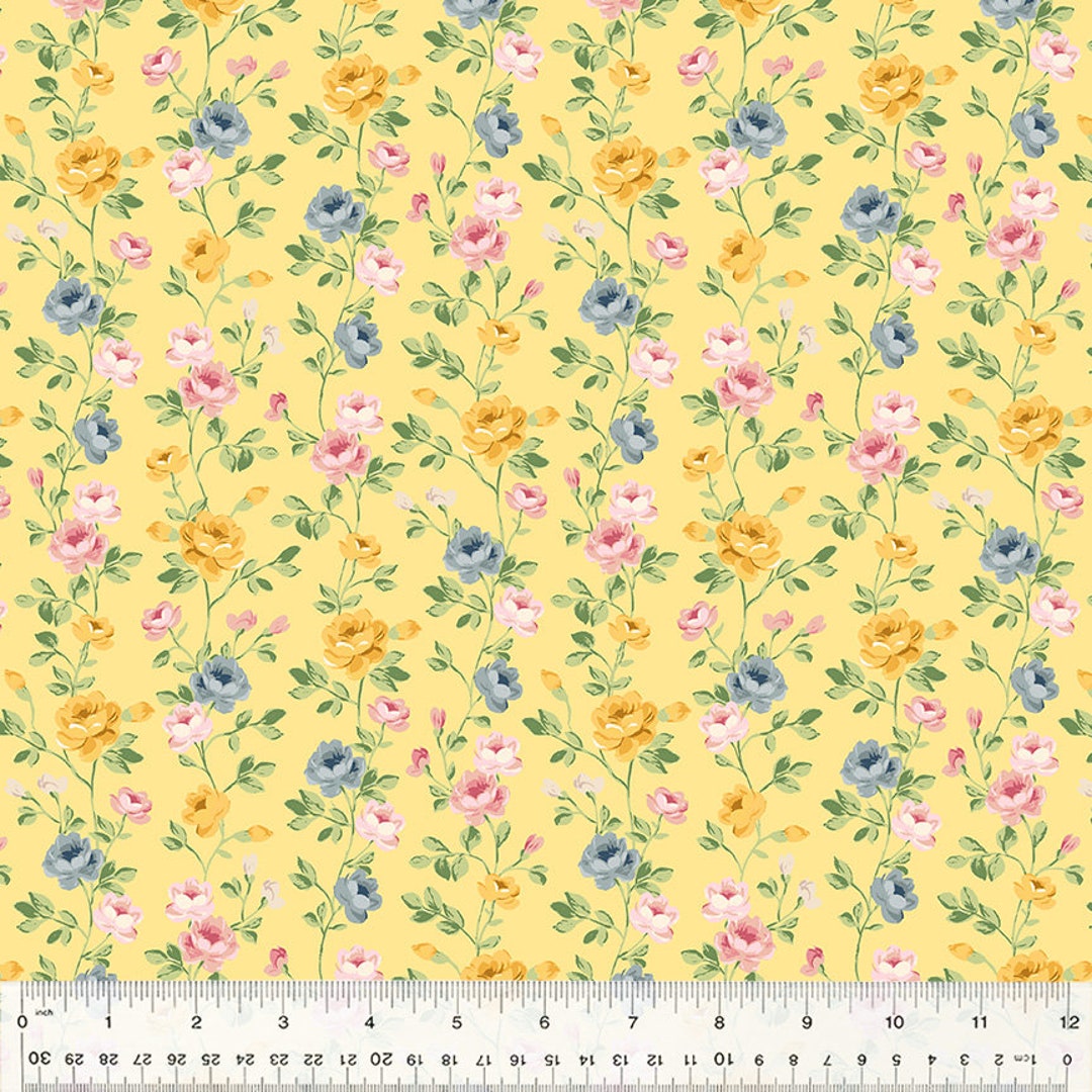 Laurel Pale Yellow Spring Flow Whistler Studios for Windham Fabrics ...