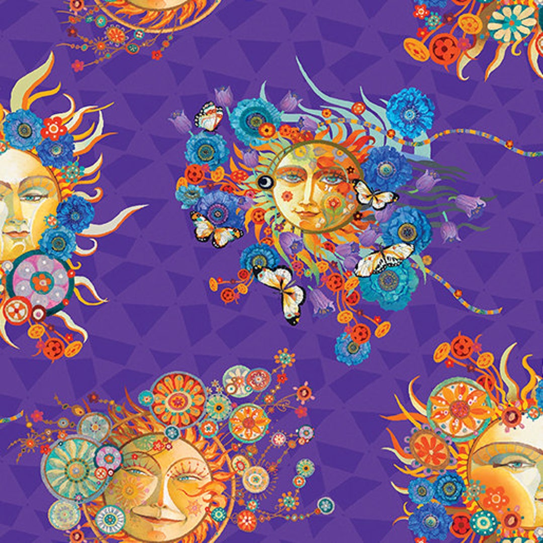 Season of the Sun, Purple Sun & Prism, David Galchutt for Benartex ...