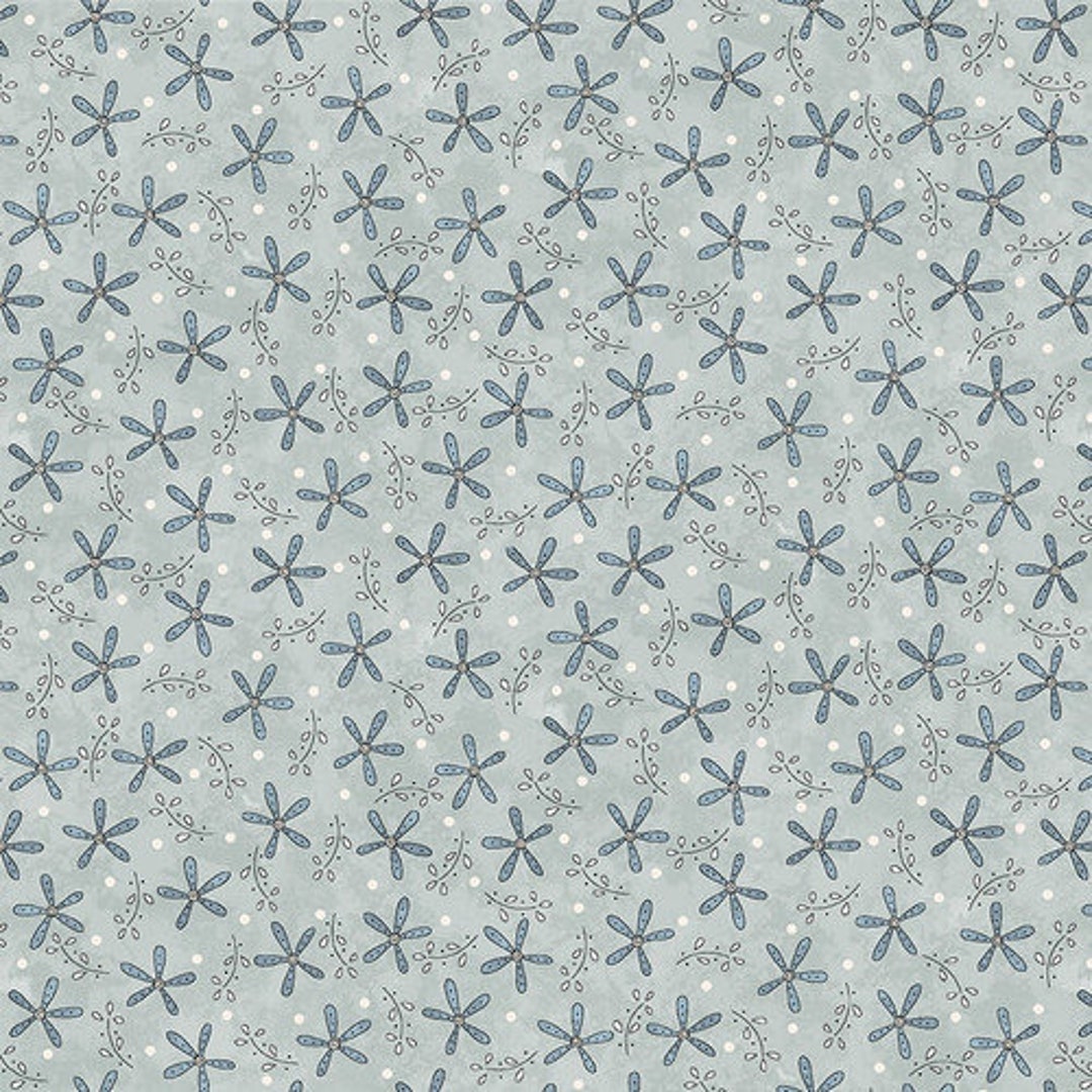 Light Blue Sprig Toss Cotton Fabric, Butterflies & Blooms by Gail Pan ...