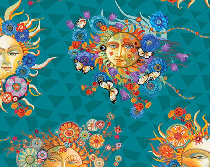 Season of the Sun Teal Sun & Prism, David Galchutt for Benartex Fabrics ...