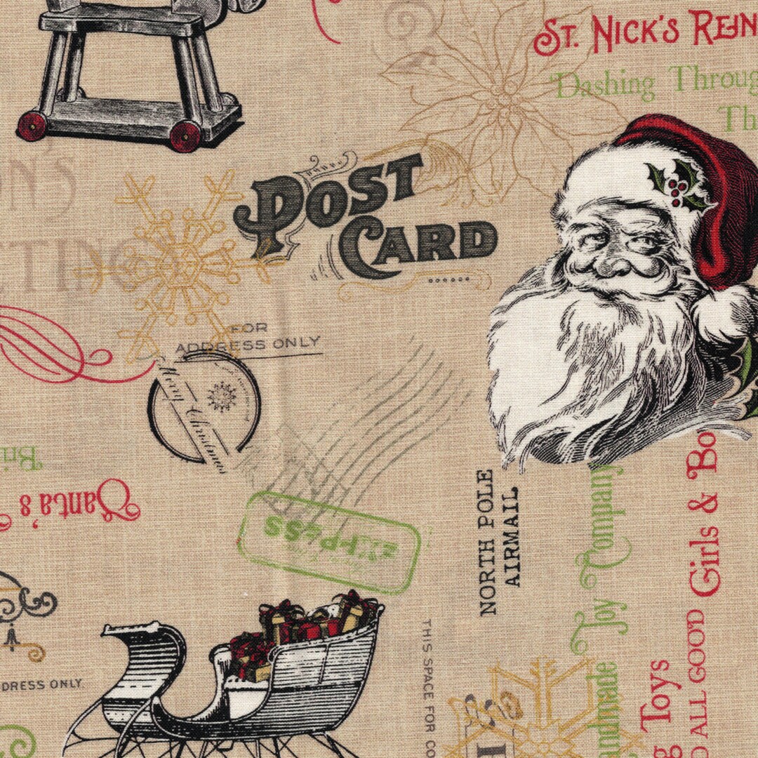 North Pole Express Tan Vintage Santa and Text, Pela Studio for P&B ...