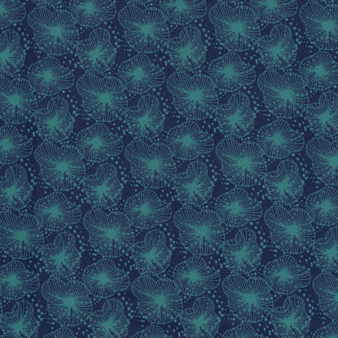 11 REMNANT Koi Garden Textured Lily Pads Blue, Nancy Archer for Studio E Fabrics 6026-77 100% ...