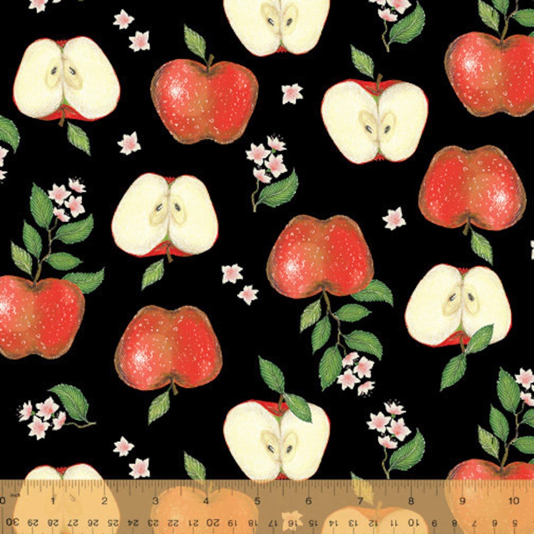 Just Fruit Apples Black, Catherine Rowe for Windham Fabrics, 53312-2 ...