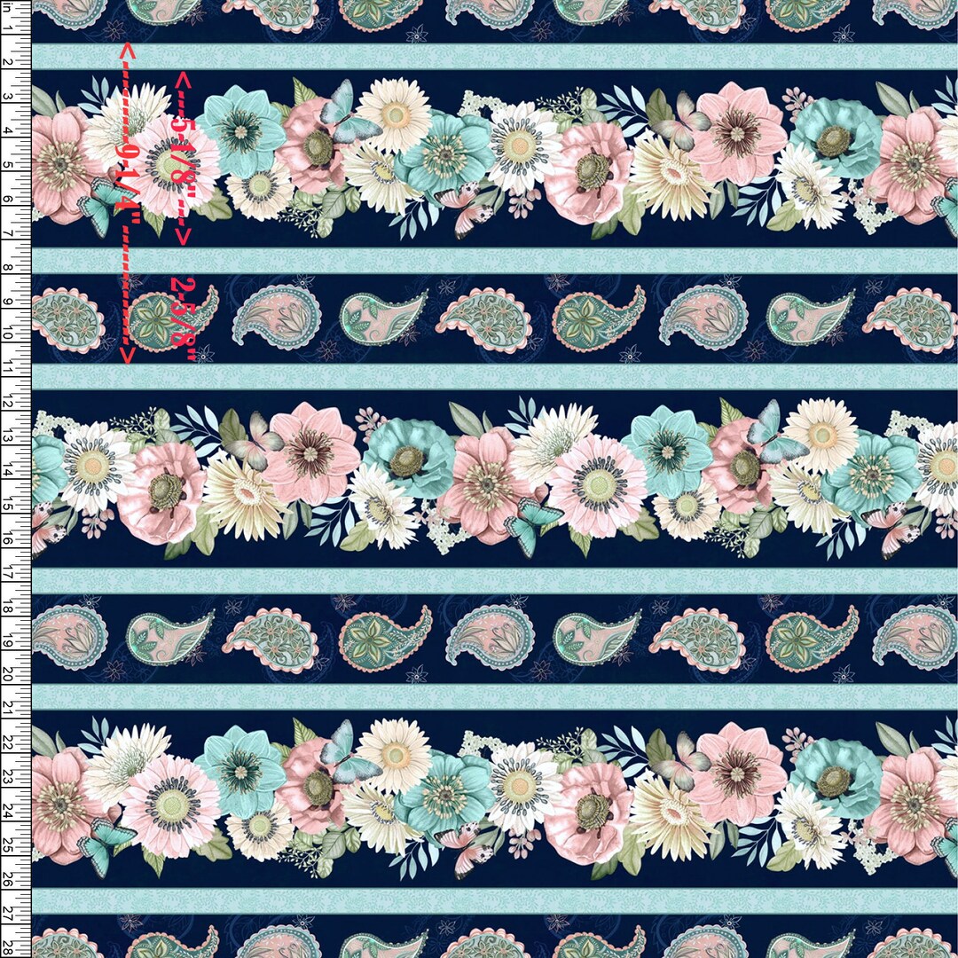 Blissful Border Stripe Multi, Danielle Leone for Wilmington Prints ...