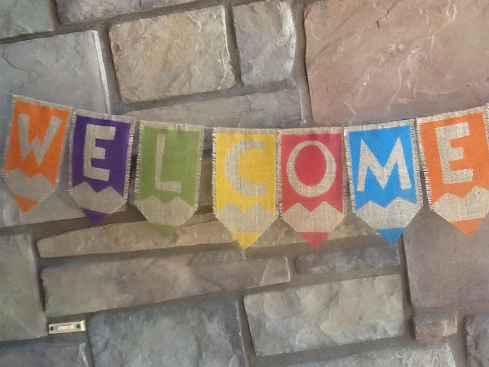 WELCOME BACK to School Burlap Colored Pencil Banner - Etsy