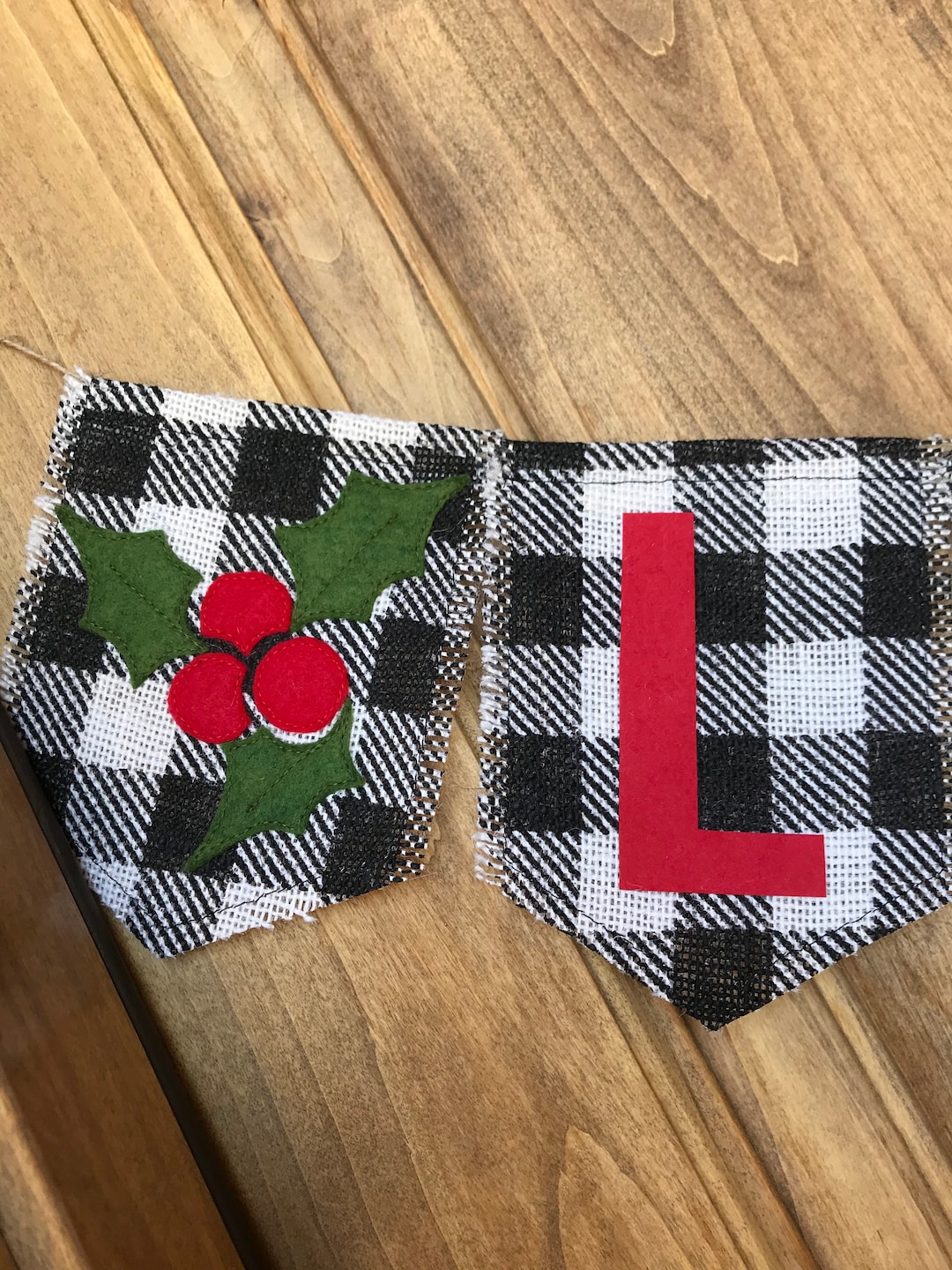 Personalized 5 Letter Buffalo Plaid Burlap Panels Last Name. - Etsy