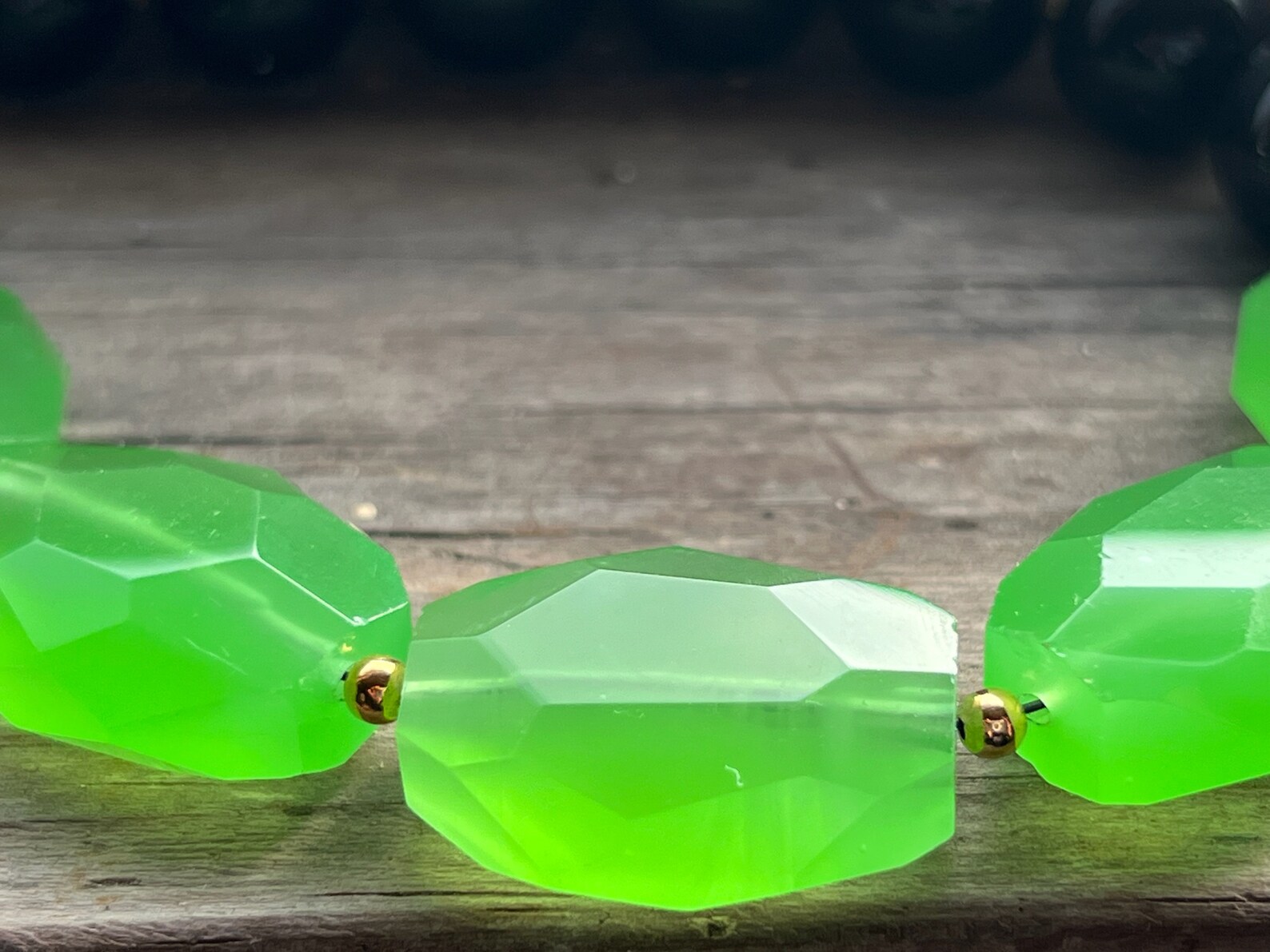 Obsidian and Jade Chunky Necklace Black and Green Gemstone - Etsy
