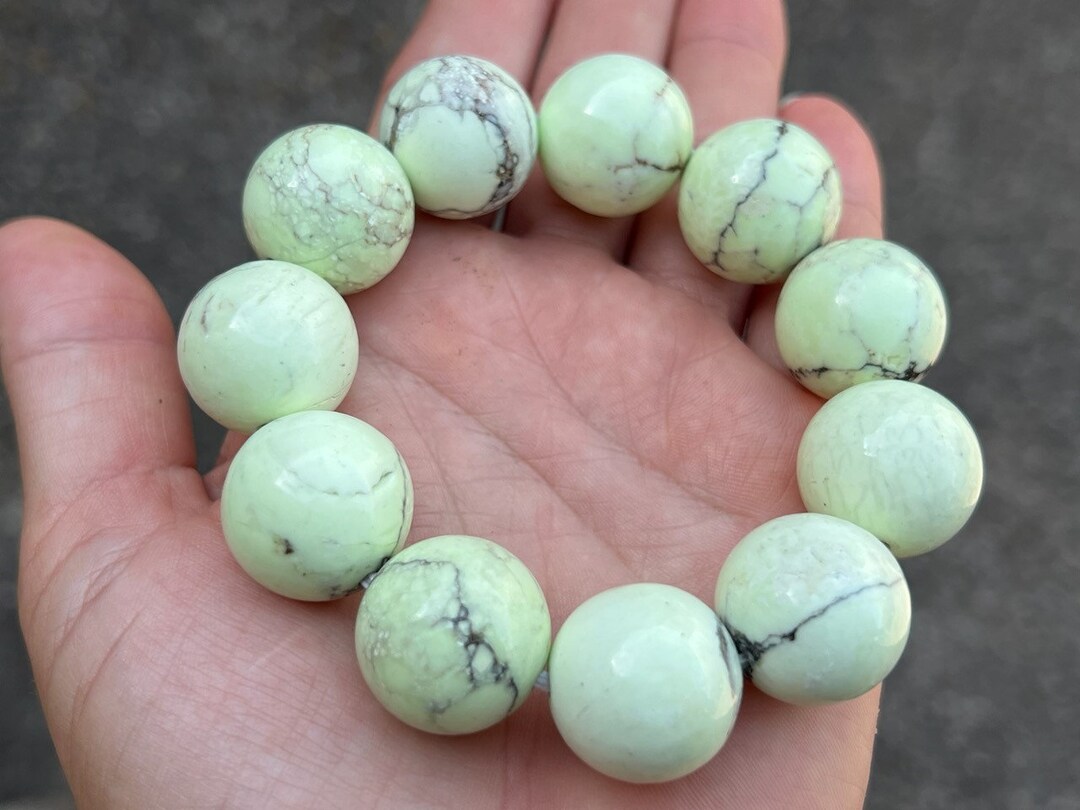 18 Mm Beads Lemon Jasper Stretch Bracelet, Lemon Turquoise Beaded ...
