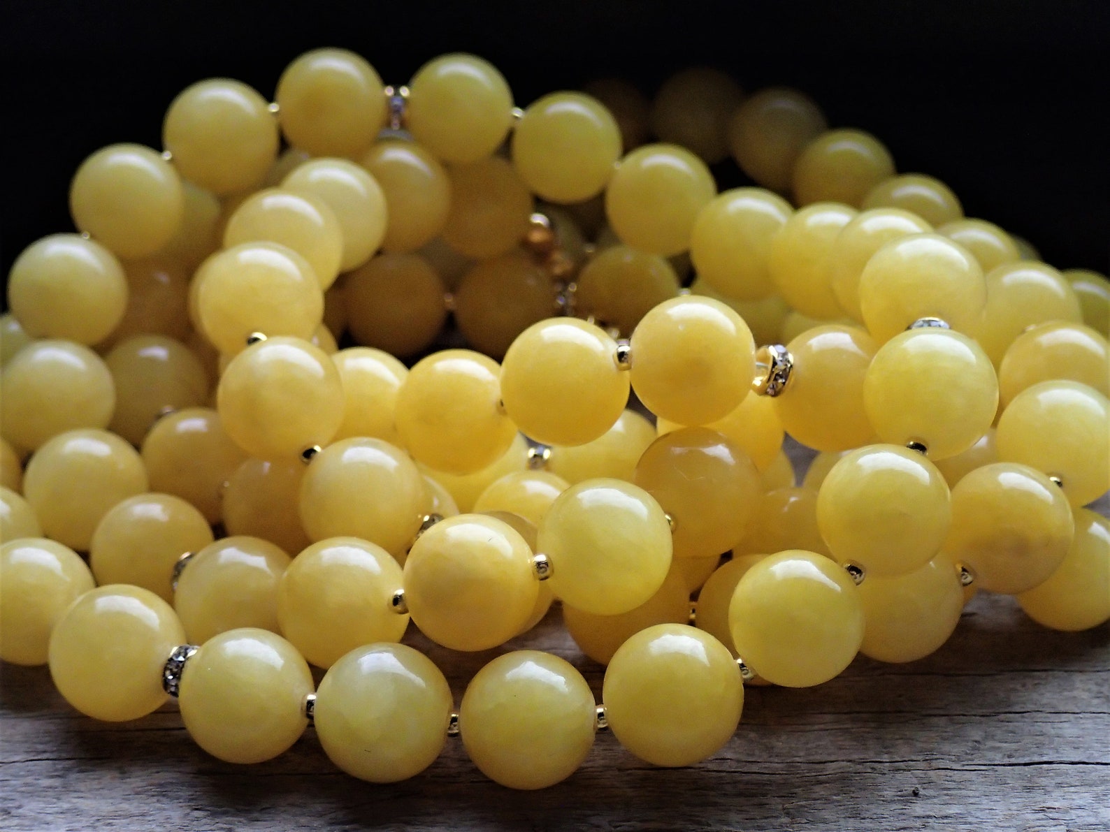 Yellow Jade Long Beaded Necklace Yellow Gemstone Necklace - Etsy