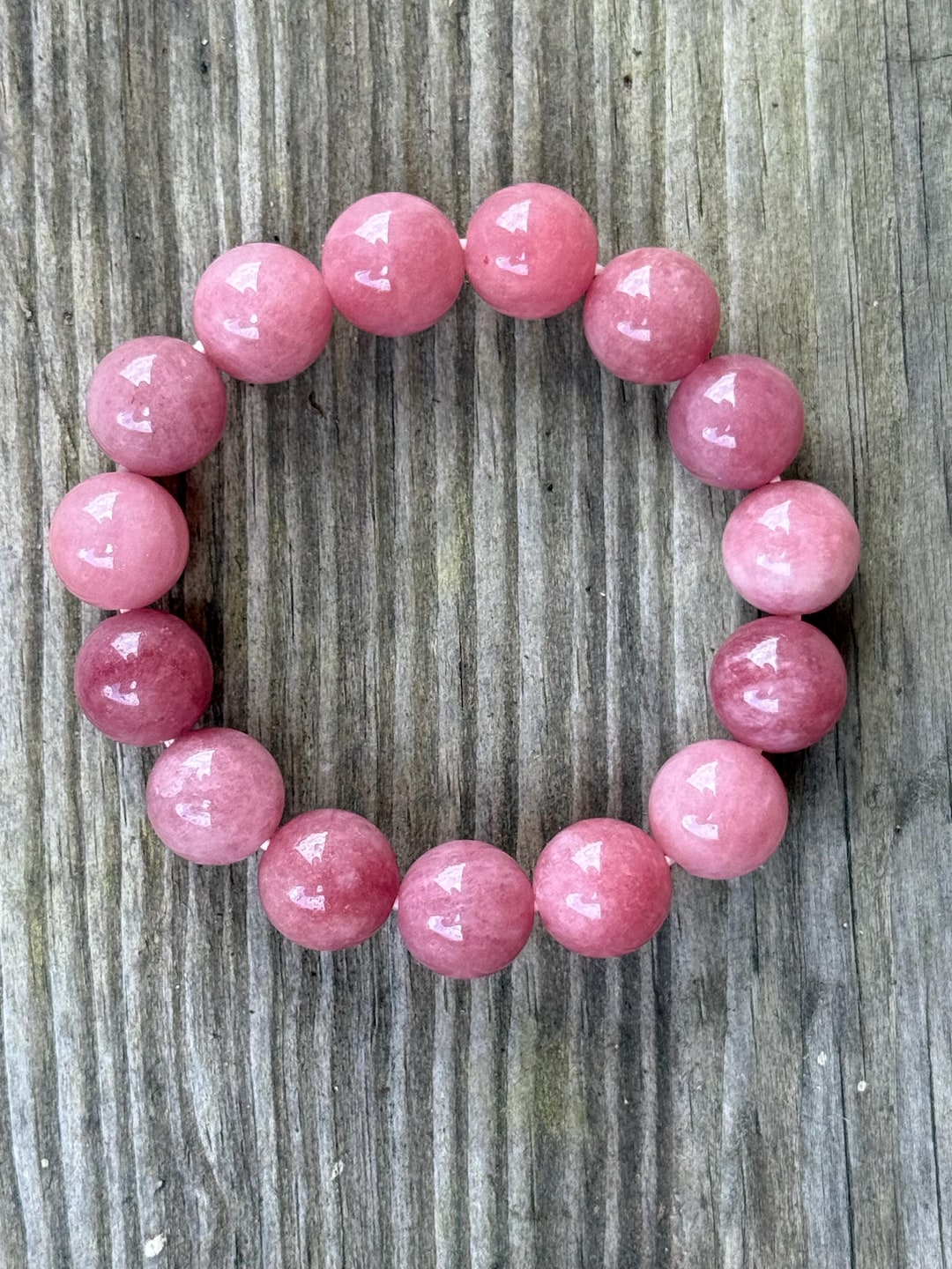 Chunky Mauve Quartz Beaded Bracelet: 14mm Gemstone Stretch Jewelry - Etsy
