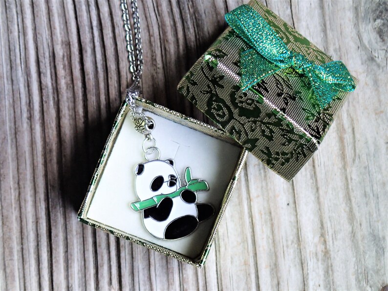 Panda Bear Enameled Pendant on Chain Necklace, Panda Necklace Gift in ...