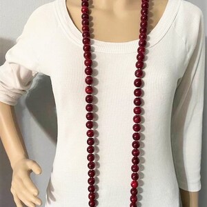 Long Maroon Chunky Beaded Necklace Dark Red Long Acrylic - Etsy