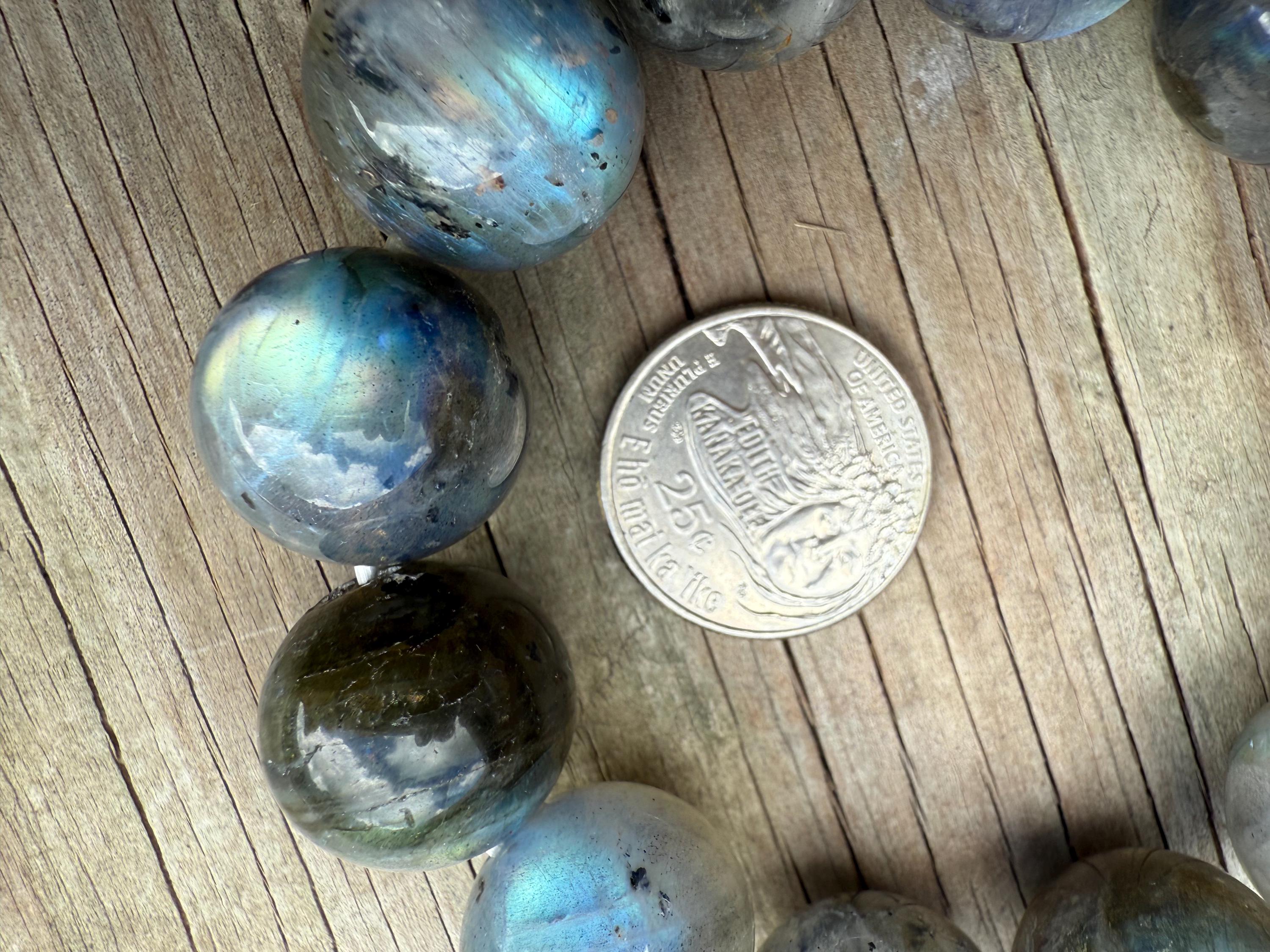 Chunky 18 Mm Labradorite Beaded Gemstone Stretch Bracelet, Gray ...
