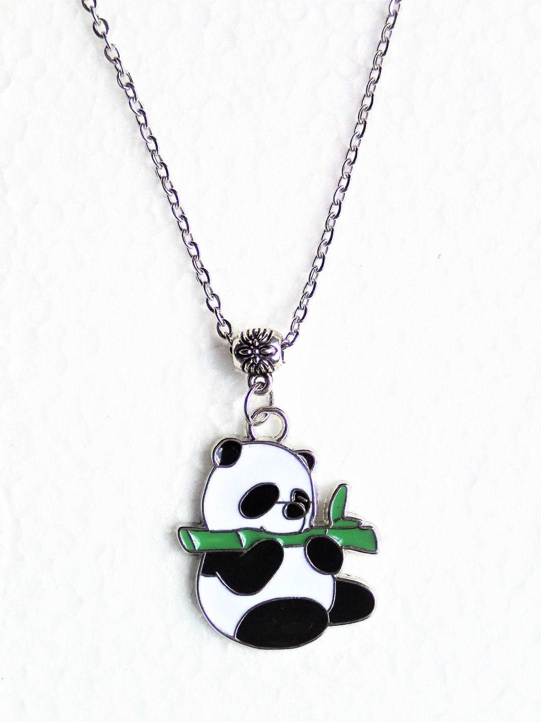 Panda Bear Enameled Pendant on Chain Necklace, Panda Necklace Gift in ...