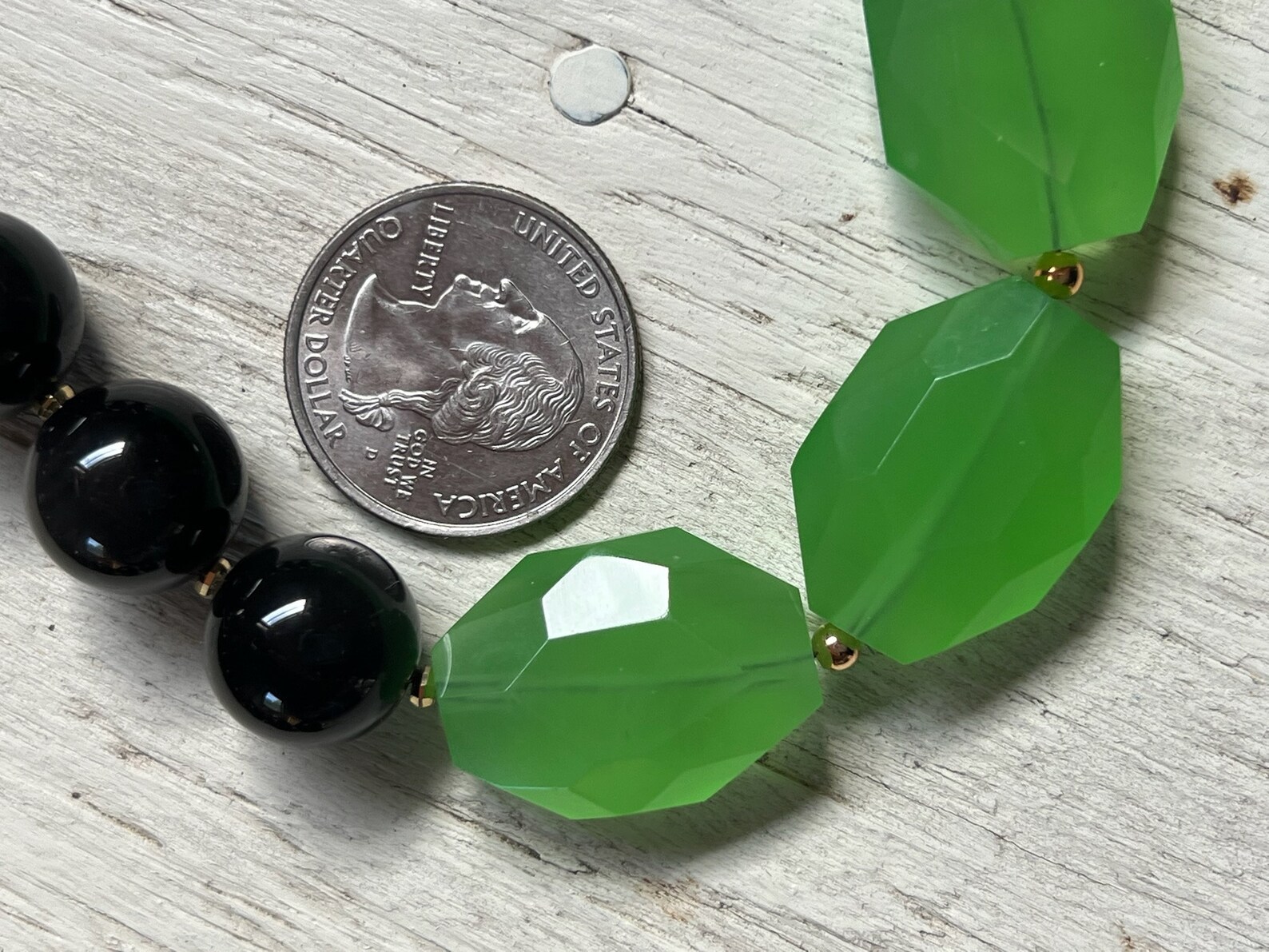 Obsidian and Jade Chunky Necklace Black and Green Gemstone - Etsy