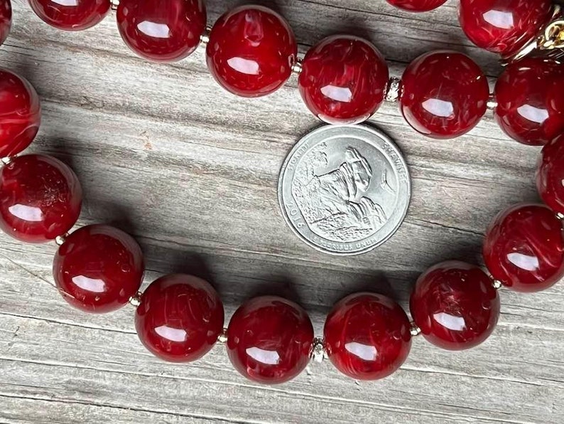 Long Maroon Chunky Beaded Necklace Dark Red Long Acrylic - Etsy