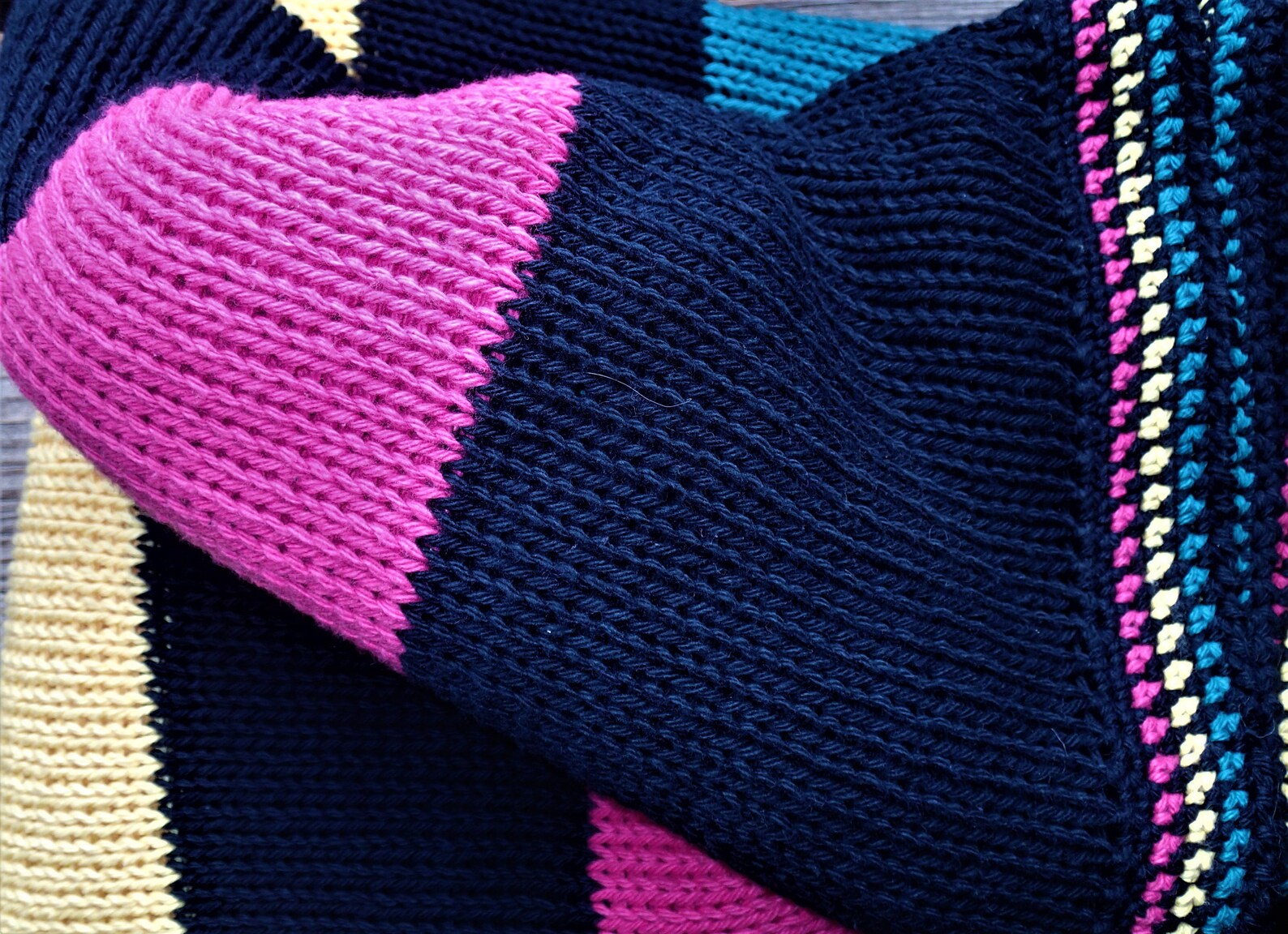 Colorful Cotton Blanket Knitted Throw Black Pink Teal and - Etsy