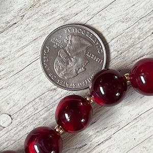 Long Maroon Chunky Beaded Necklace, Dark Red Long Acrylic Necklace With ...