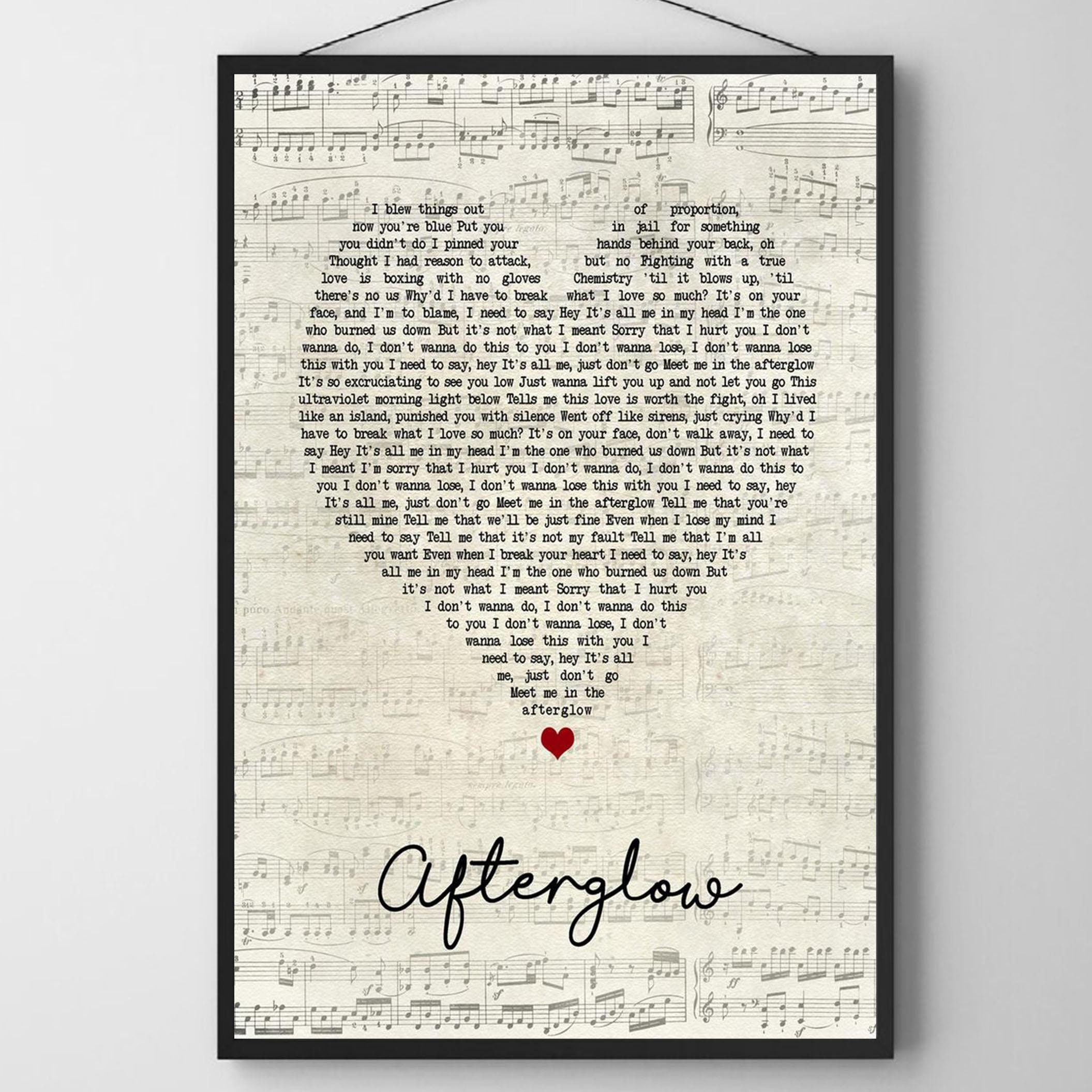 Taylor Swift Afterglow Script Heart Song Lyric Art Print Poster, Taylor ...
