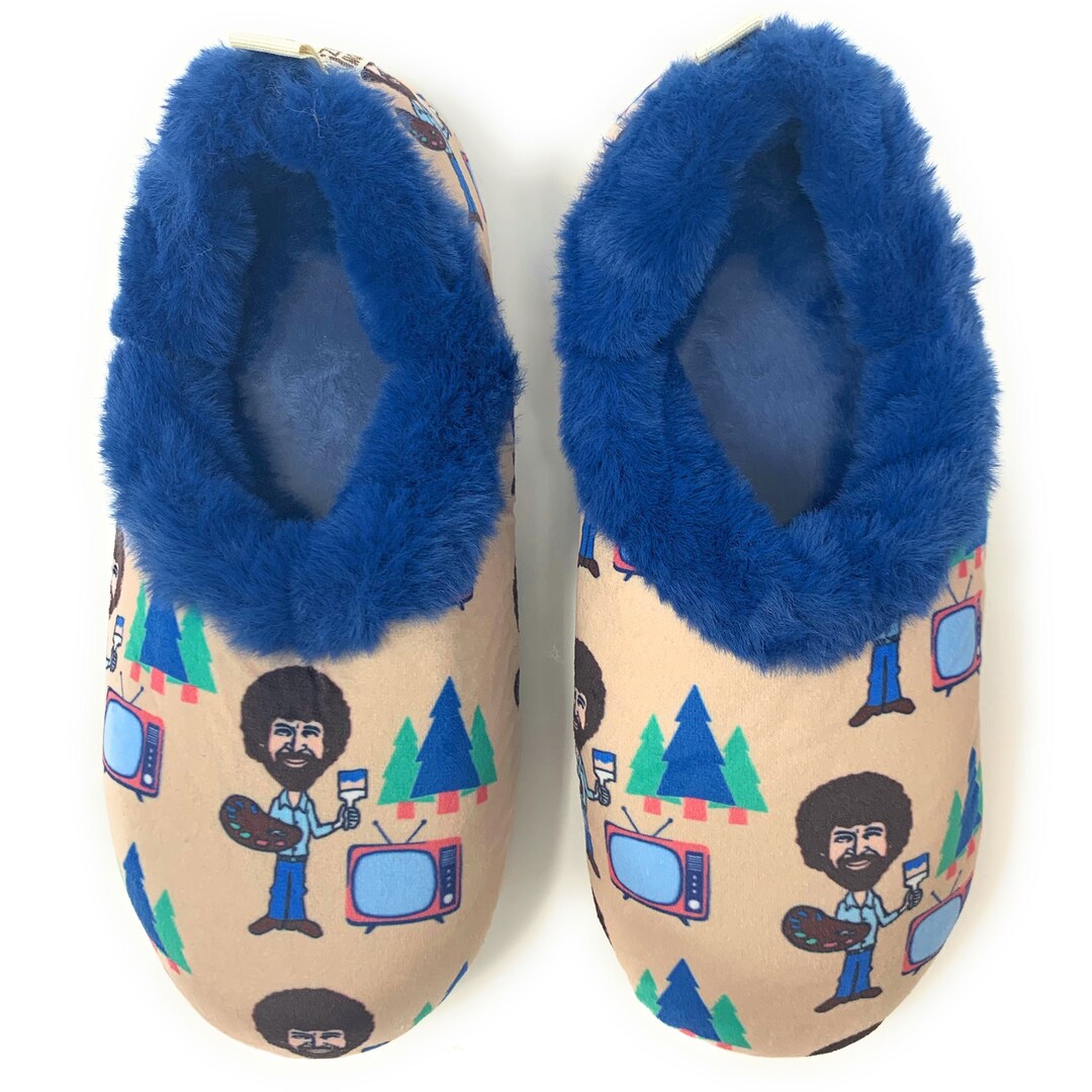 Bob Ross Sherpa Slippers, Non-slip Soft Soles Women Indoor Slippers One ...
