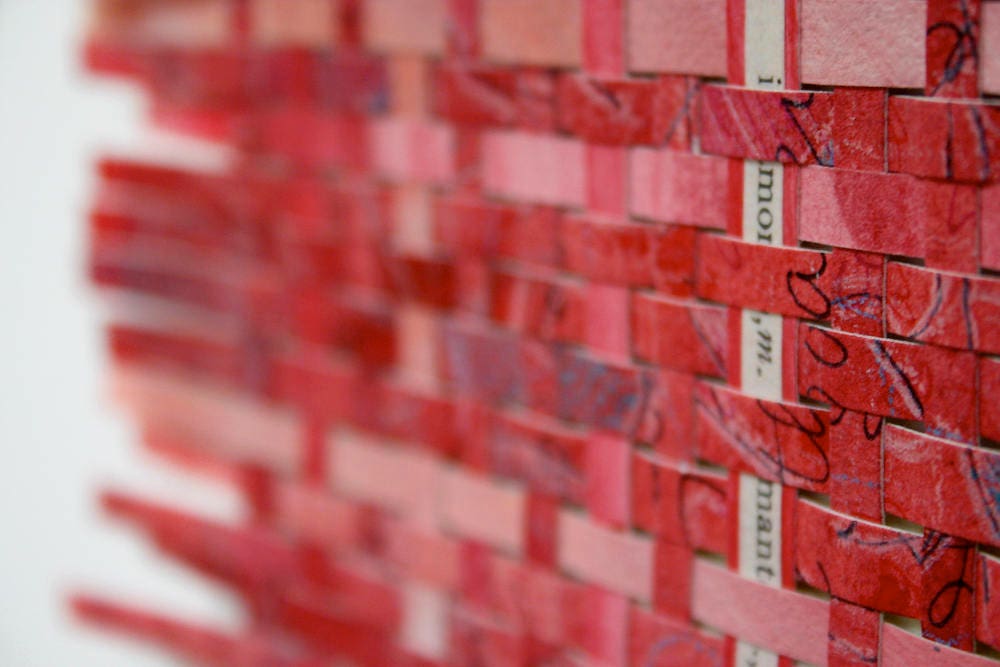 Red Paper Weaving- 10x10- Red Abstract - Wall Art- Love Collage - Etsy