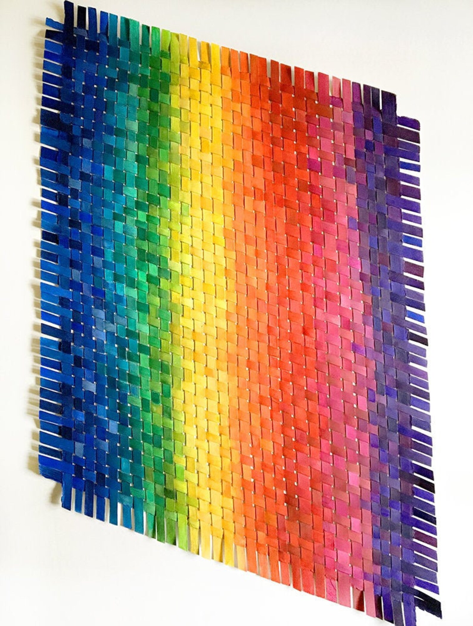 Rainbow Paper Weaving- 31x29 - Woven Paper- Color Spectrum- Pride Art ...