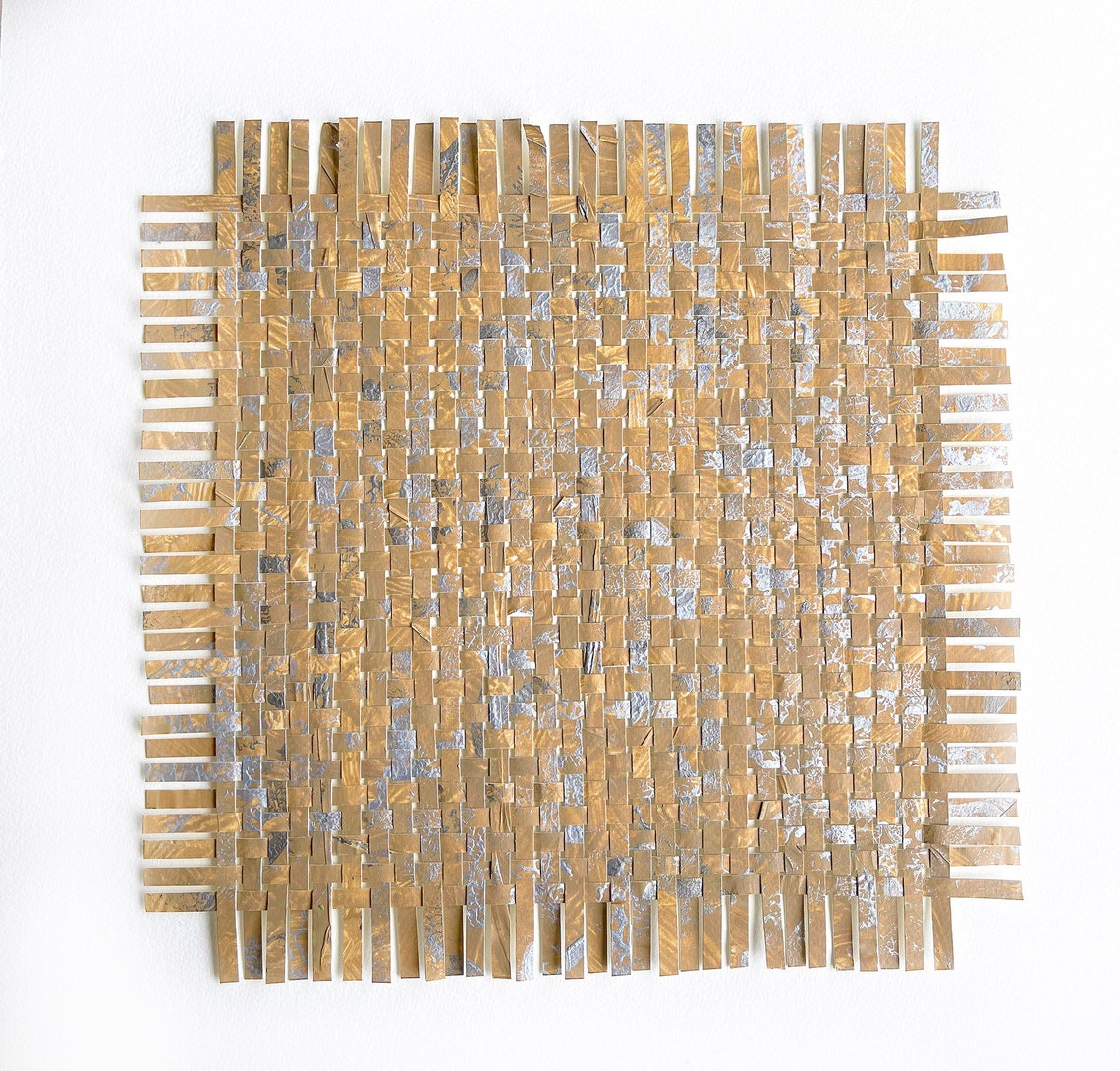 Silver Aspen Paper Weaving- 12x12- Paper Weaving Art- Brown, Silver ...