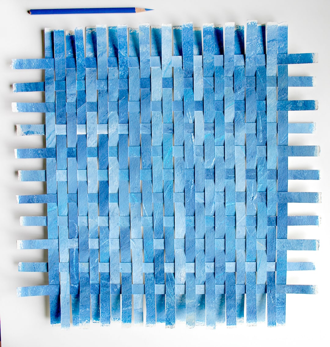 Blue Paper Weaving Art- Original Abstract- Woven Paper- 15x15 - Etsy