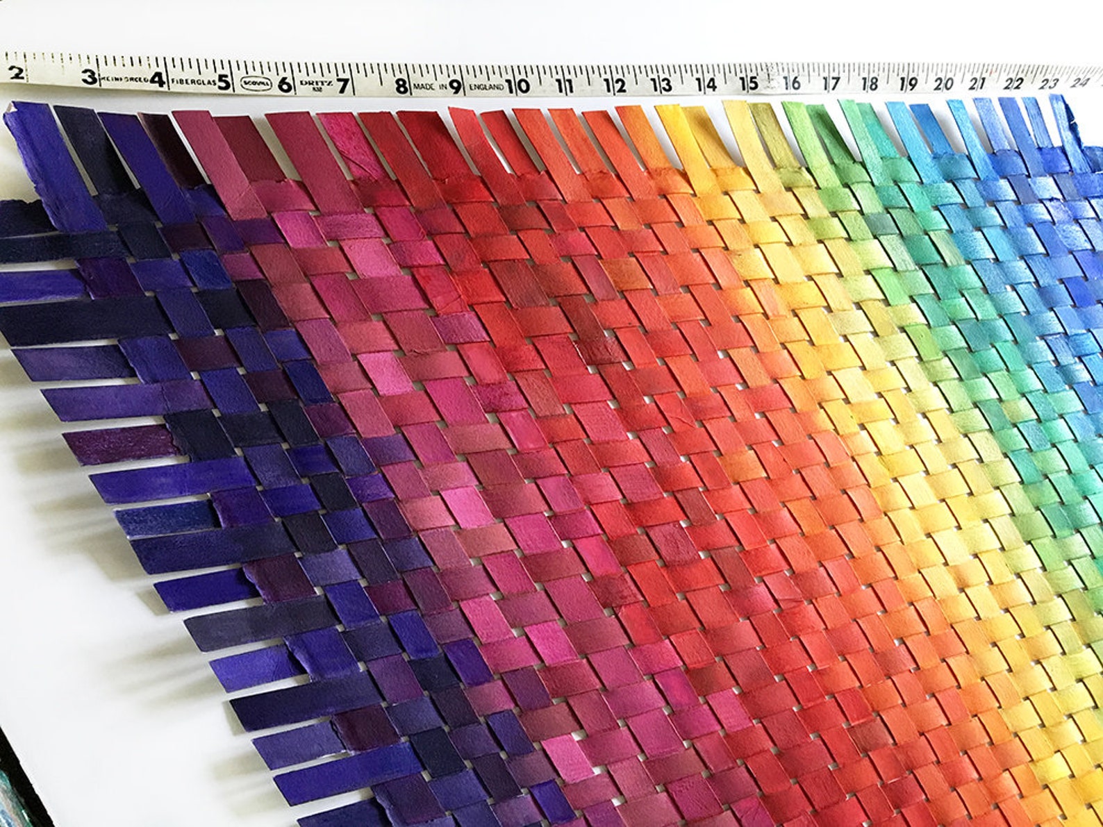 Rainbow Paper Weaving- 31x29 - Woven Paper- Color Spectrum- Pride Art ...