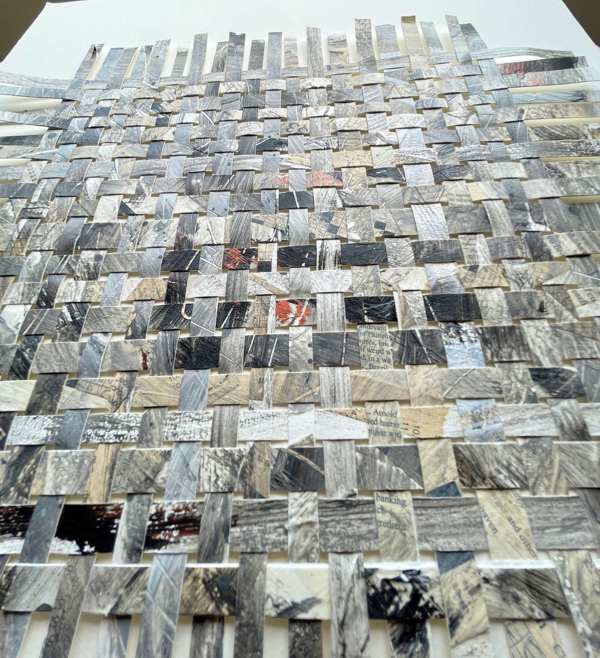 Crossword Paper Weaving- 14x13- Original Handmade Art- Black, Grey ...