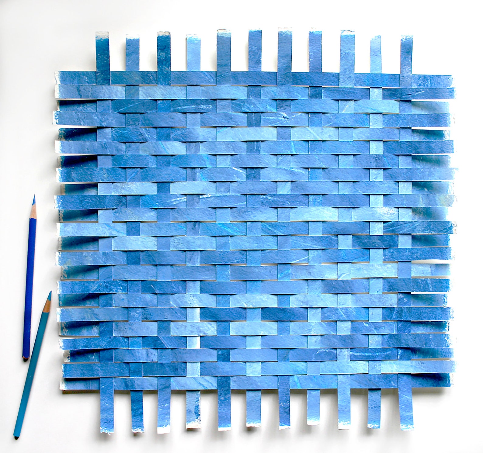 Blue Paper Weaving Art- Original Abstract- Woven Paper- 15x15 - Etsy