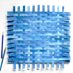 Blue Paper Weaving Art- Original Abstract- Woven Paper- 15x15 - Etsy