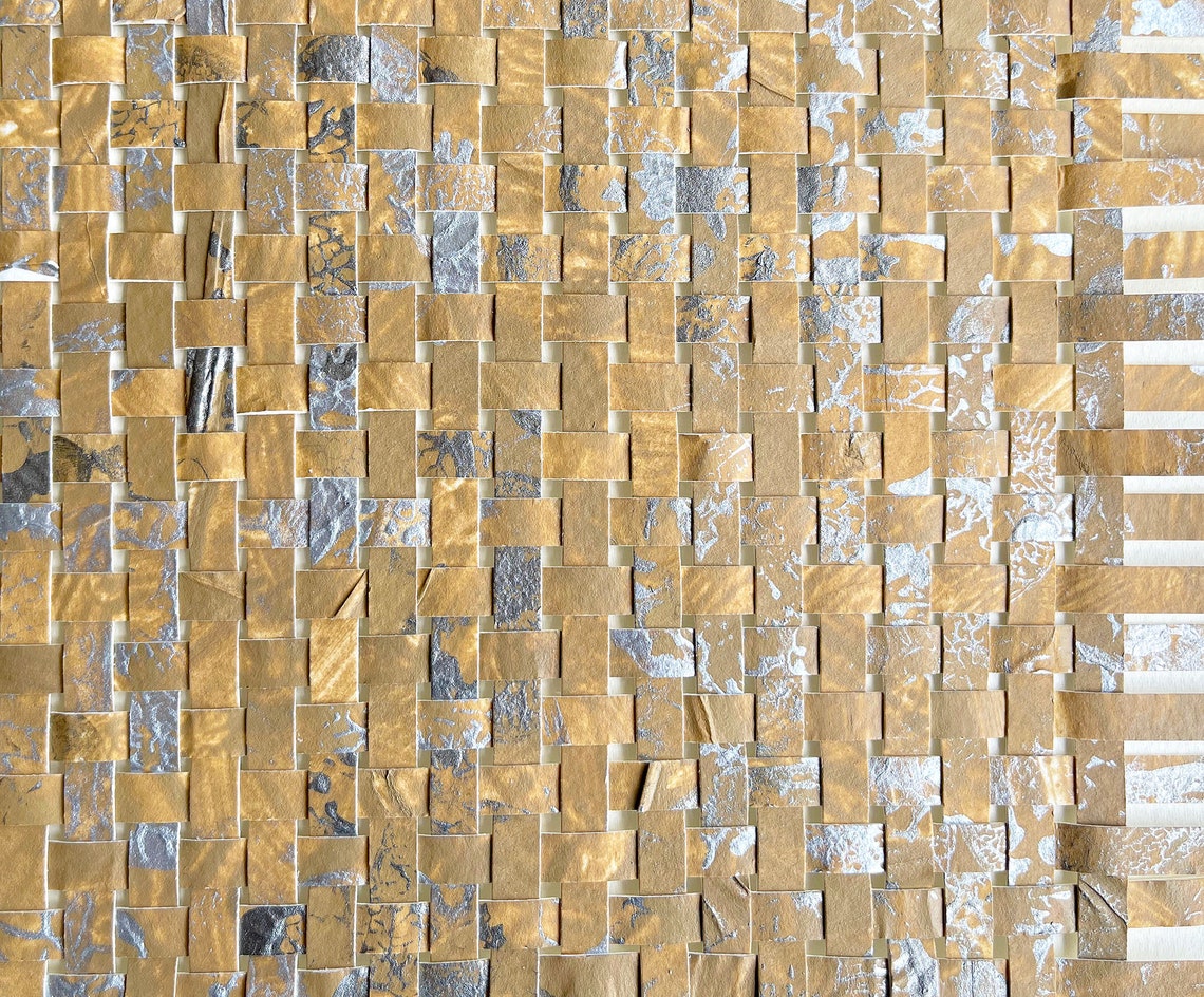 Silver Aspen Paper Weaving- 12x12- Paper Weaving Art- Brown, Silver ...