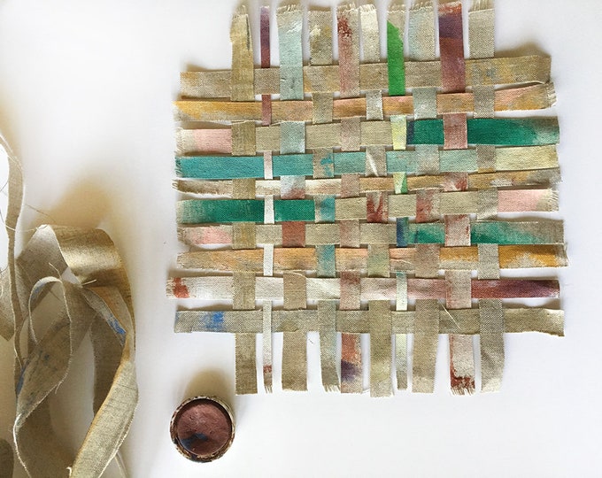 Small Canvas Weaving 8x8 Hand Painted Linen Canvas Beige - Etsy