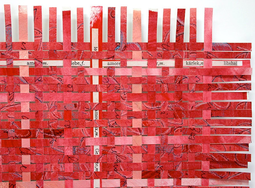 Red Paper Weaving- 10x10- Red Abstract - Wall Art- Love Collage - Etsy