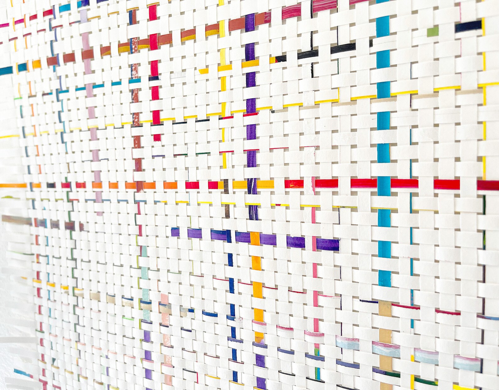 Paper Weaving- 19x19- Woven Paper- White and Multicolor Art- Handmade ...