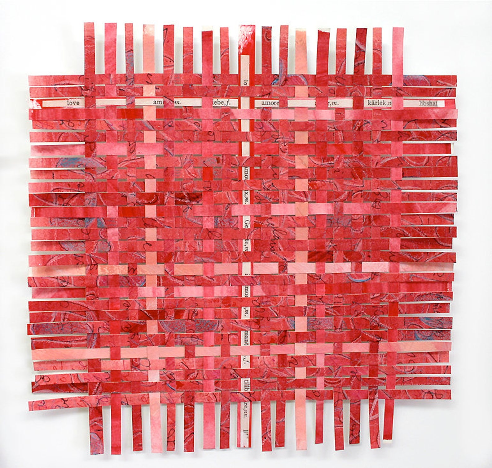 Red Paper Weaving- 10x10- Red Abstract - Wall Art- Love Collage - Etsy