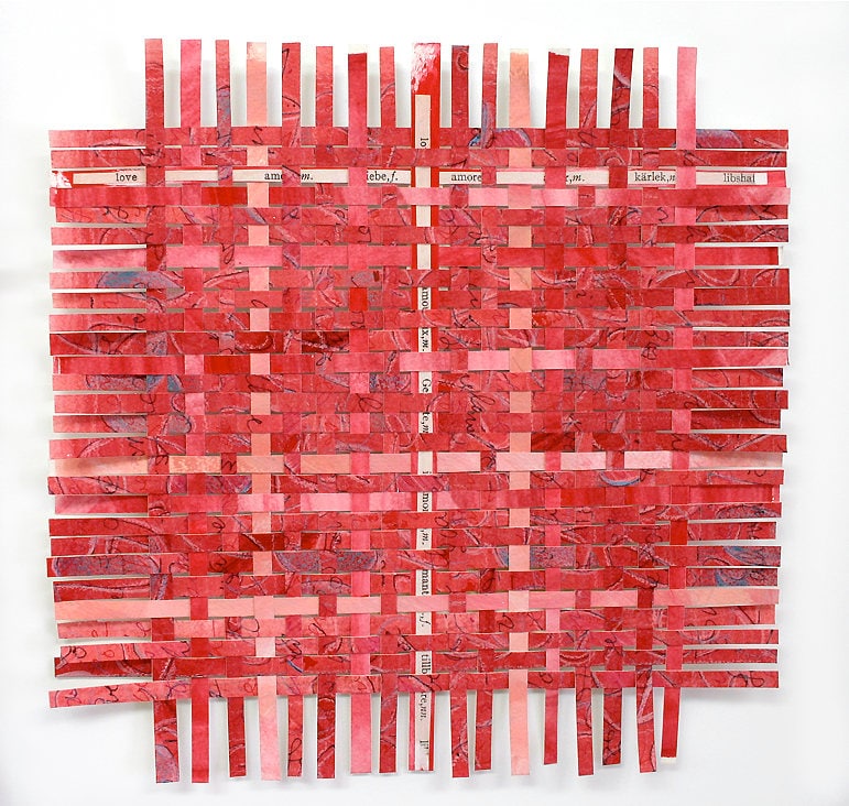 Red Paper Weaving- 10x10- Red Abstract - Wall Art- Love Collage - Etsy