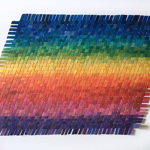 Rainbow Paper Weaving- 31x29 - Woven Paper- Color Spectrum- Pride Art ...